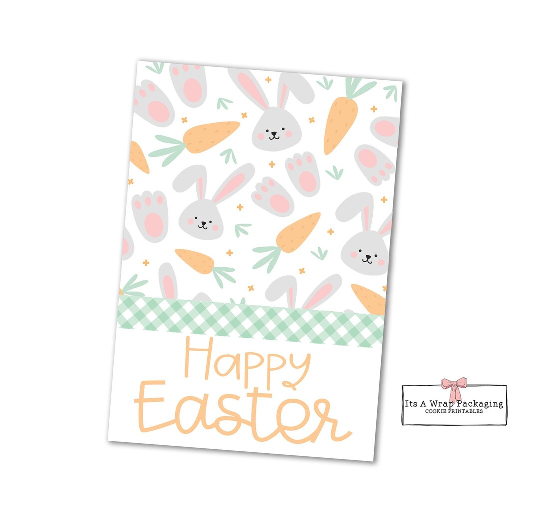 Easter Printable Cookie Card 3.5" X 5" -happy Easter Cookie Card ...