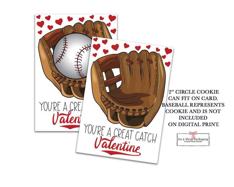 Valentines Printable Mini Cookie Card 3.5" X 5" -you're a Great Catch ...