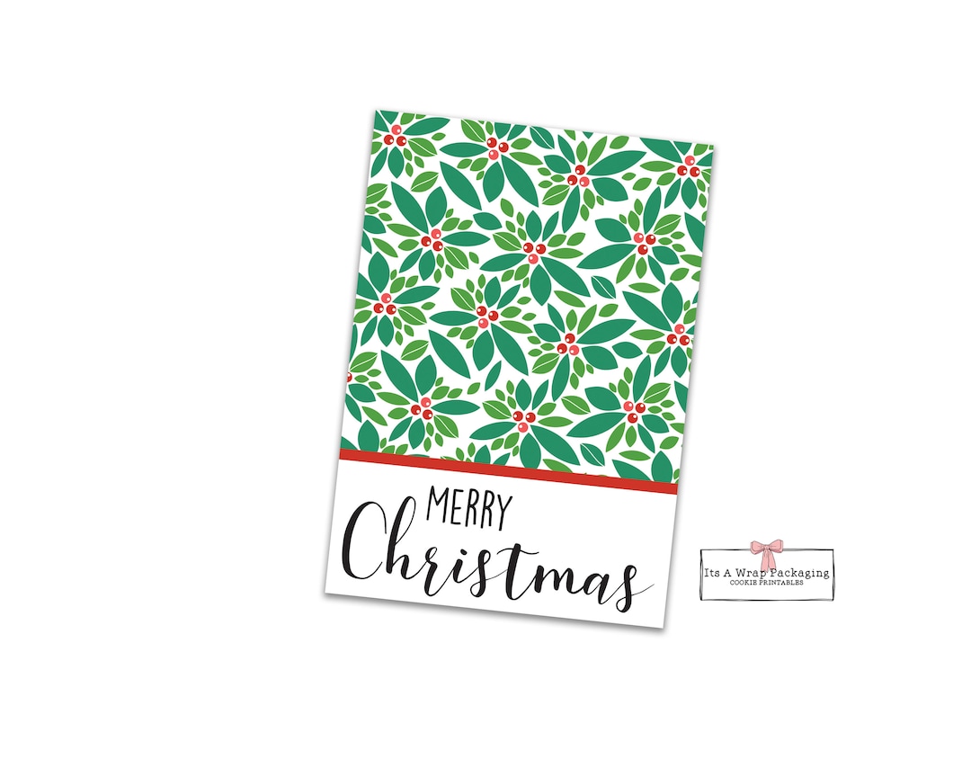 Christmas Printable Mini Cookie Card 3.5" X 5" - Cookie Packaging ...