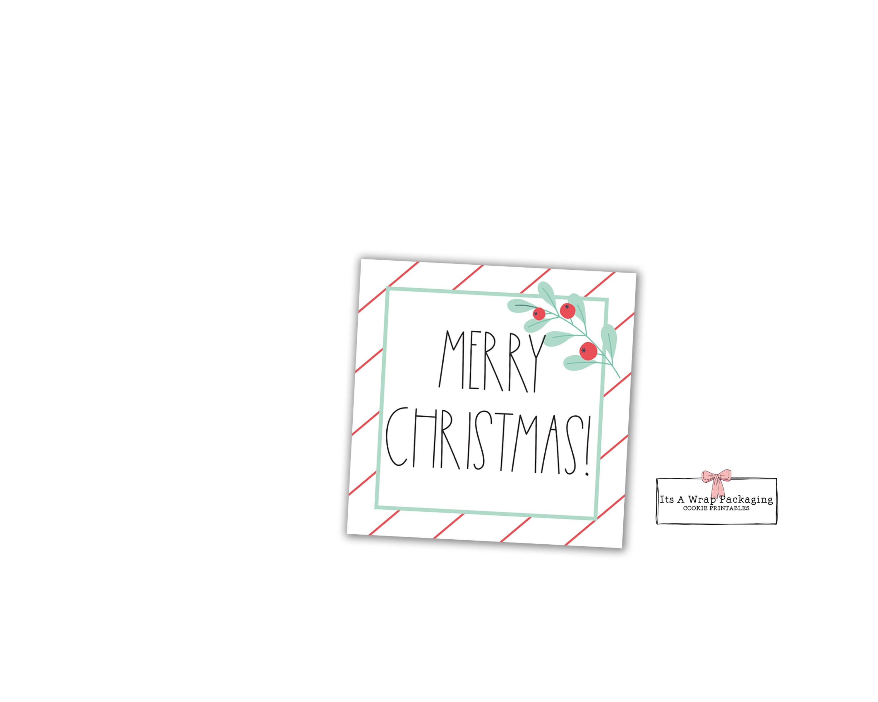 Merry Christmas Printable Square 2" Cookie Tag-christmas Gift Tag ...