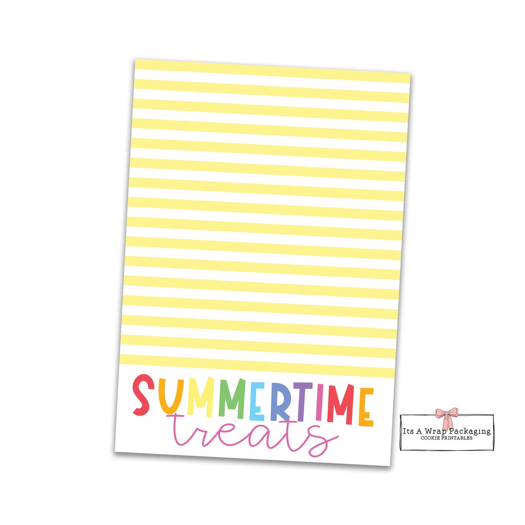 Summertime Treats Printable Mini Cookie Card 3.5 X 5 yellow Stripe ...