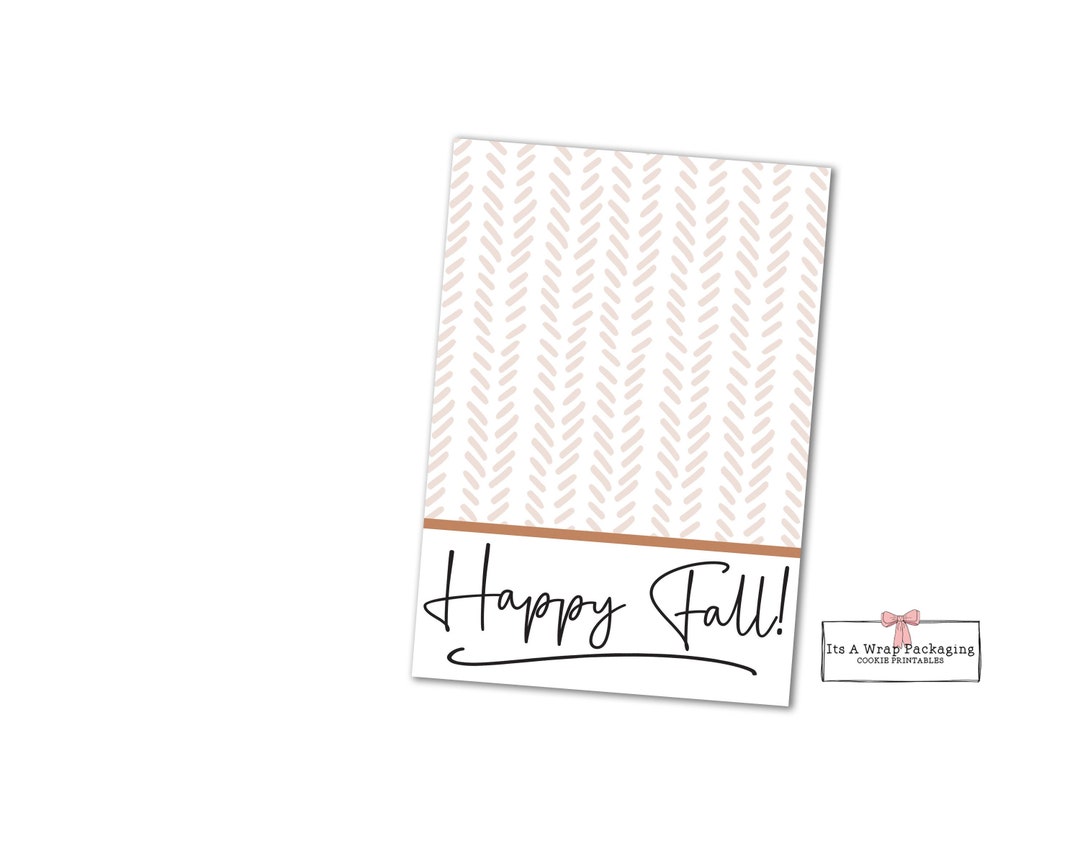 Happy Fall Printable Mini Cookie Card 3.5" X 5" - Boho, Fall Cookie ...