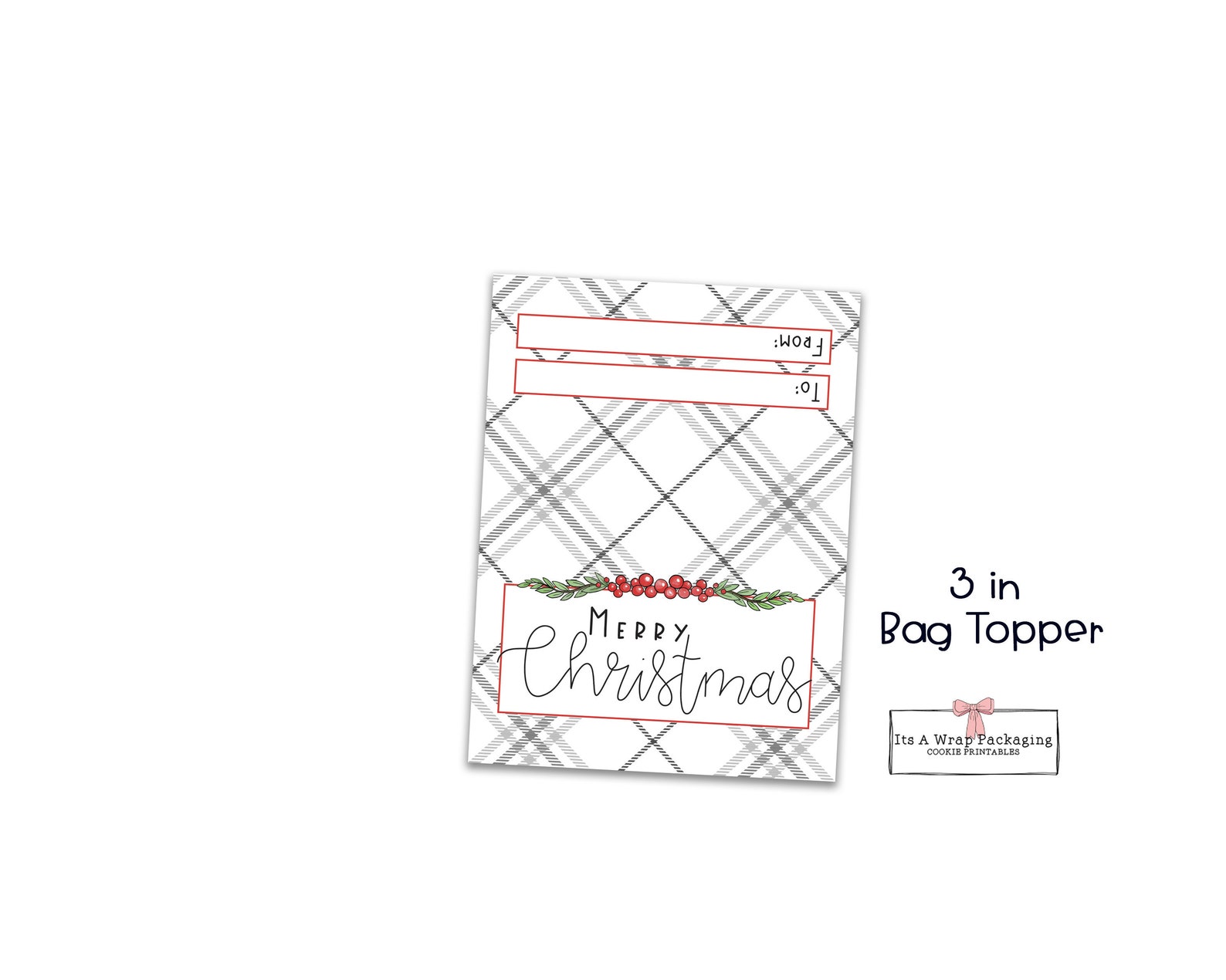Christmas Bag Topper 3 Inch Printable Cookie Bag Topper - Etsy