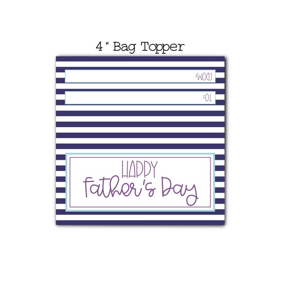 4 Printable Happy Father's Day Bag Topper Dad Blue | Etsy