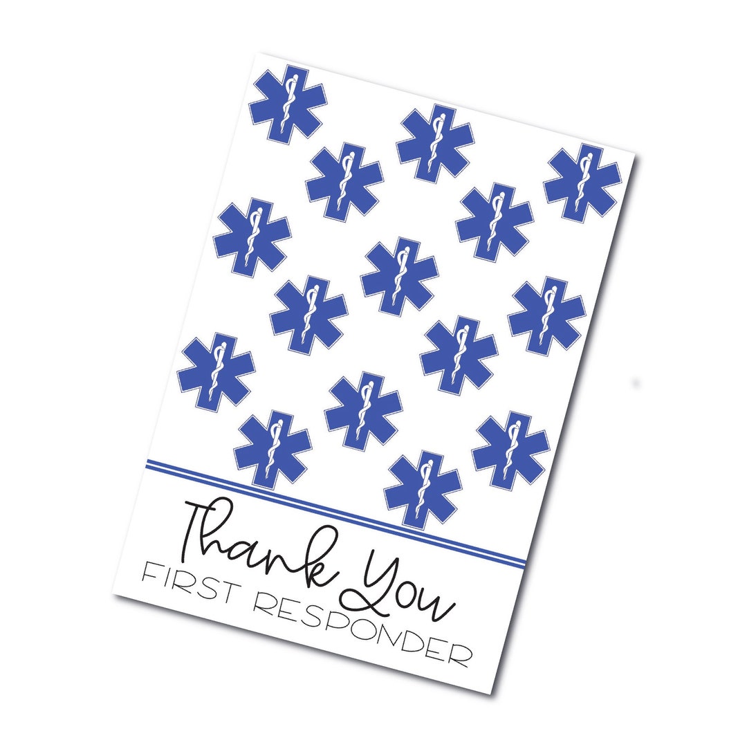 Thank You First Responder Printable Mini Cookie Cards 3.5" X 5 ...