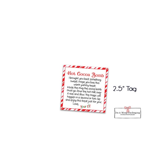 Christmas Hot Chocolate Bomb Tags Printable Hot Cocoa Bomb - Etsy