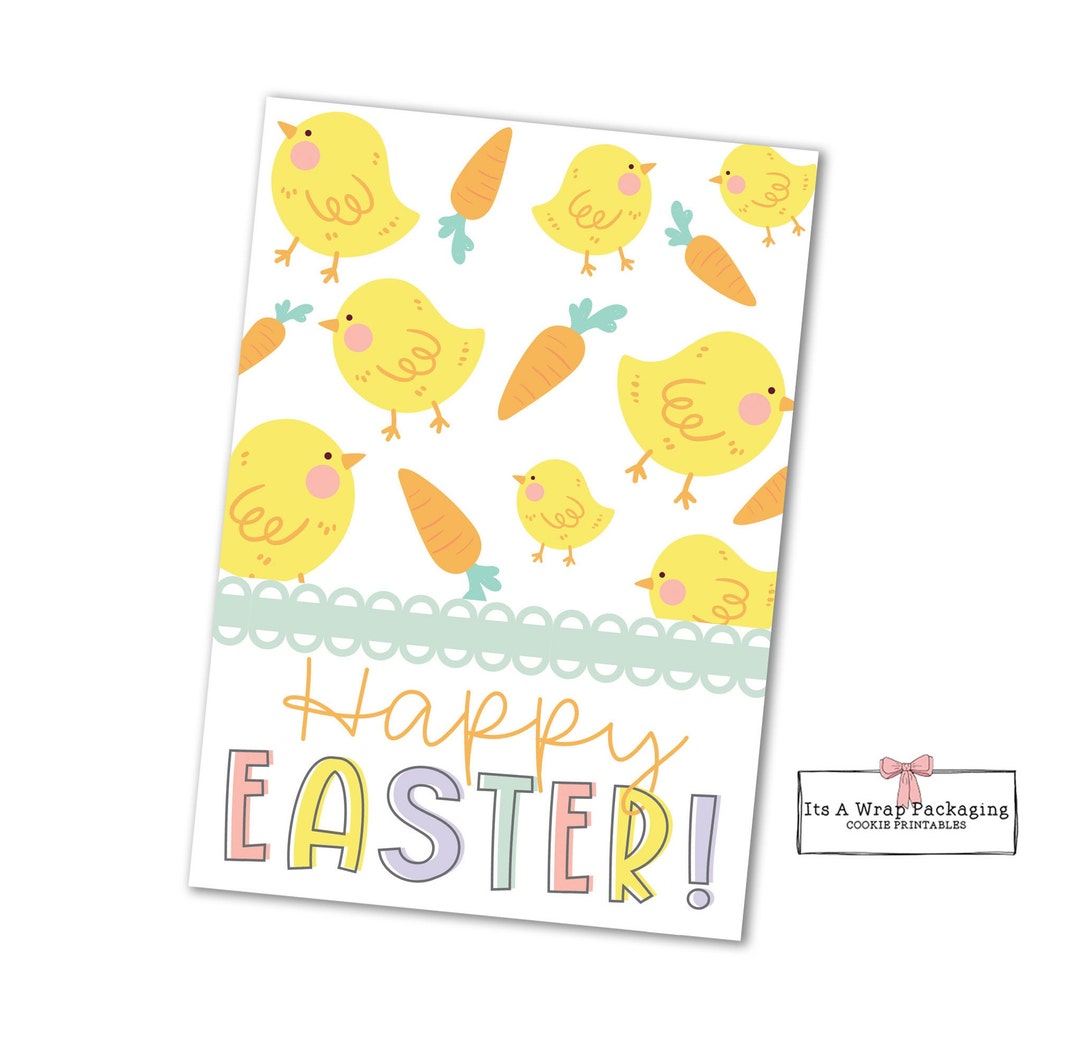Easter Printable Cookie Card 3.5" X 5" -happy Easter Cookie Card ...