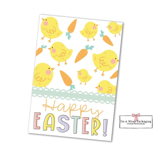 Easter Printable Cookie Card 3.5 X 5 happy Easter | Etsy