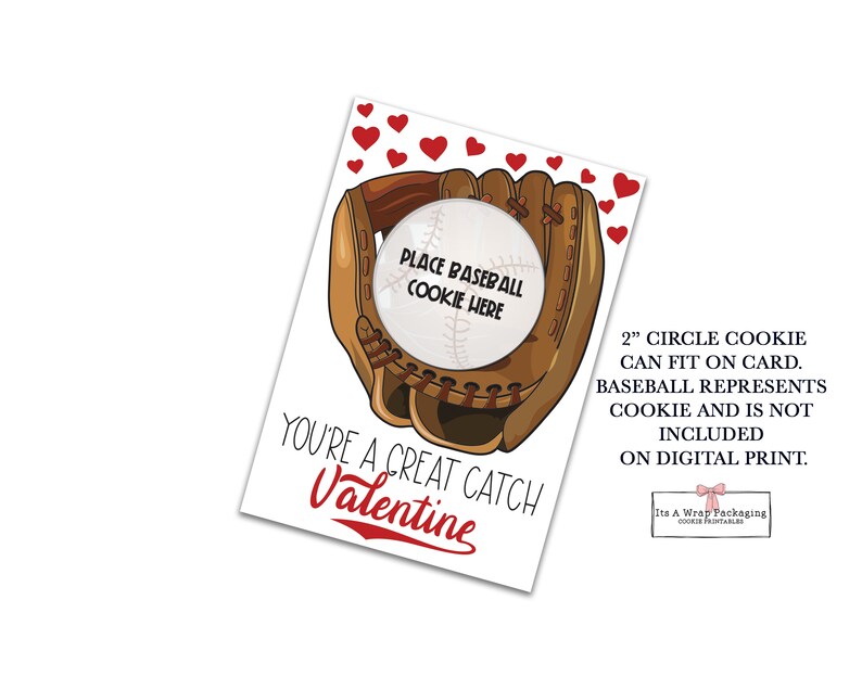 Valentines Printable Mini Cookie Card 3.5" X 5" -you're a Great Catch ...