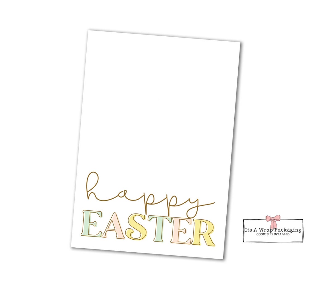 Easter Printable Cookie Card 3.5" X 5" -happy Easter Cookie Card ...