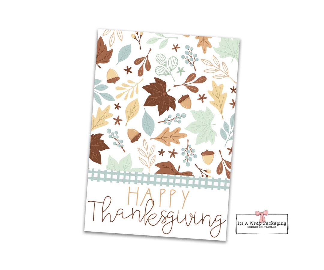 Happy Thanksgiving Printable Mini Cookie Card 3.5" X 5", Cookie ...
