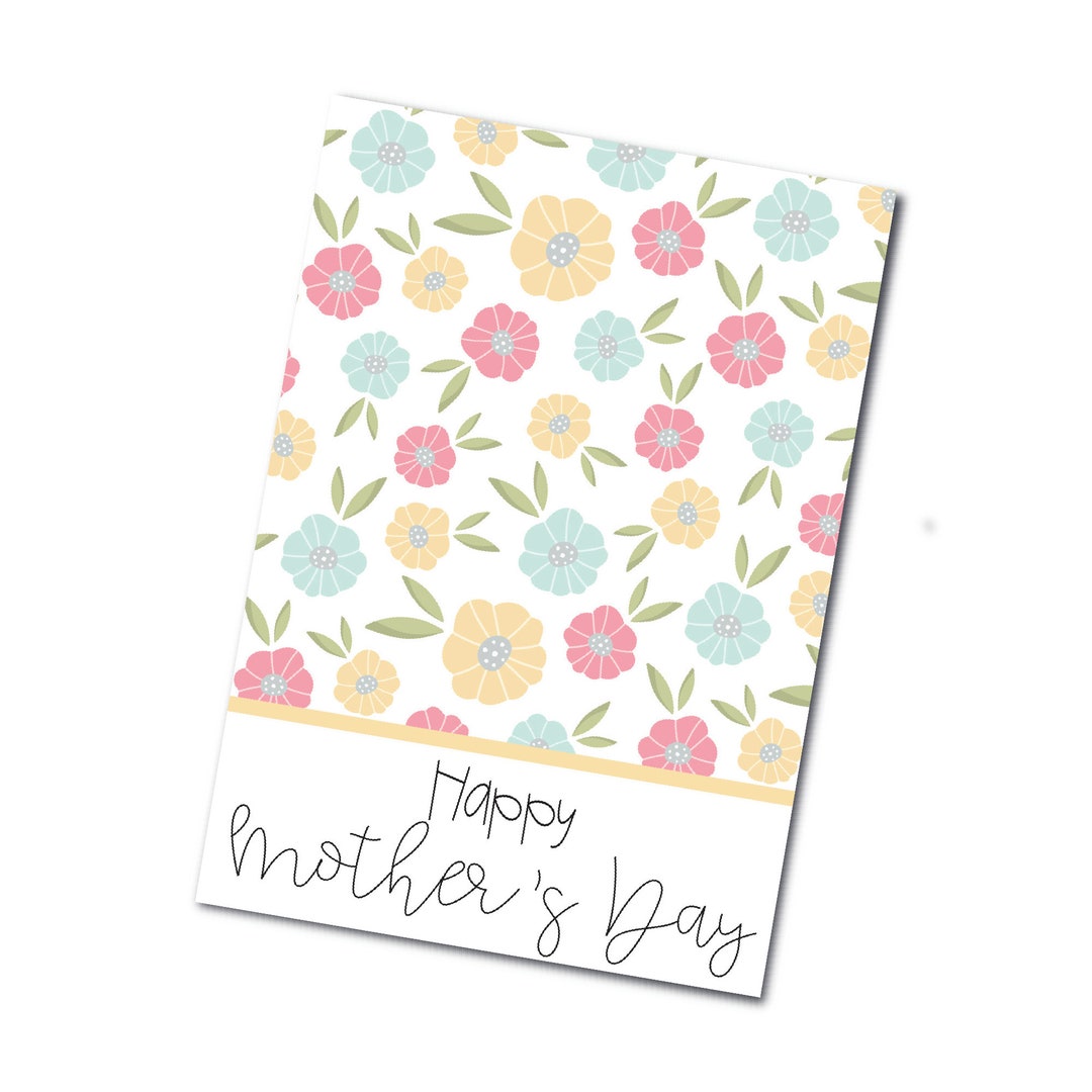 Mother's Day Printable Mini Cookie Card 3.5 X 5 Small Pastel Flowers - Etsy