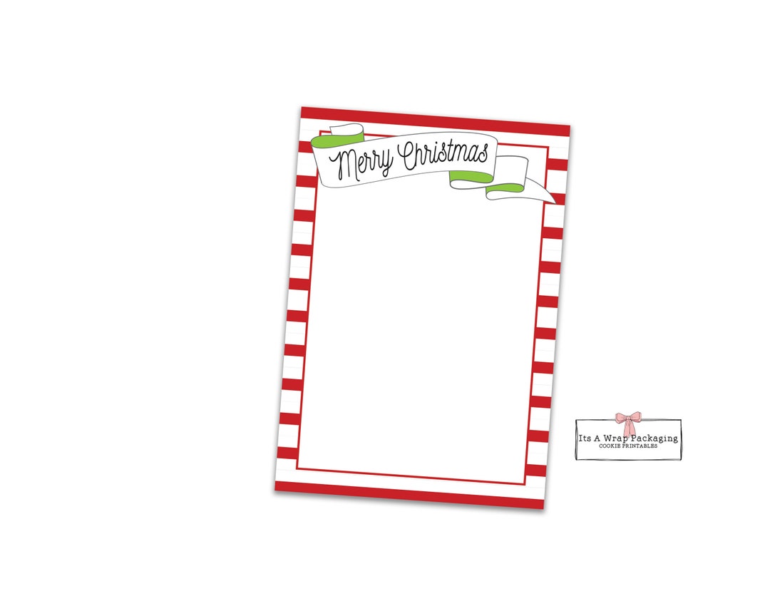 Merry Christmas Printable Mini Cookie Card 3.5" X 5" -christmas Cookie ...