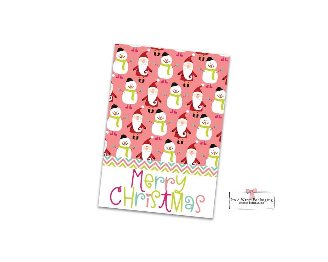 Christmas Printable Mini Cookie Card 3.5" X 5" - Cookie Packaging ...