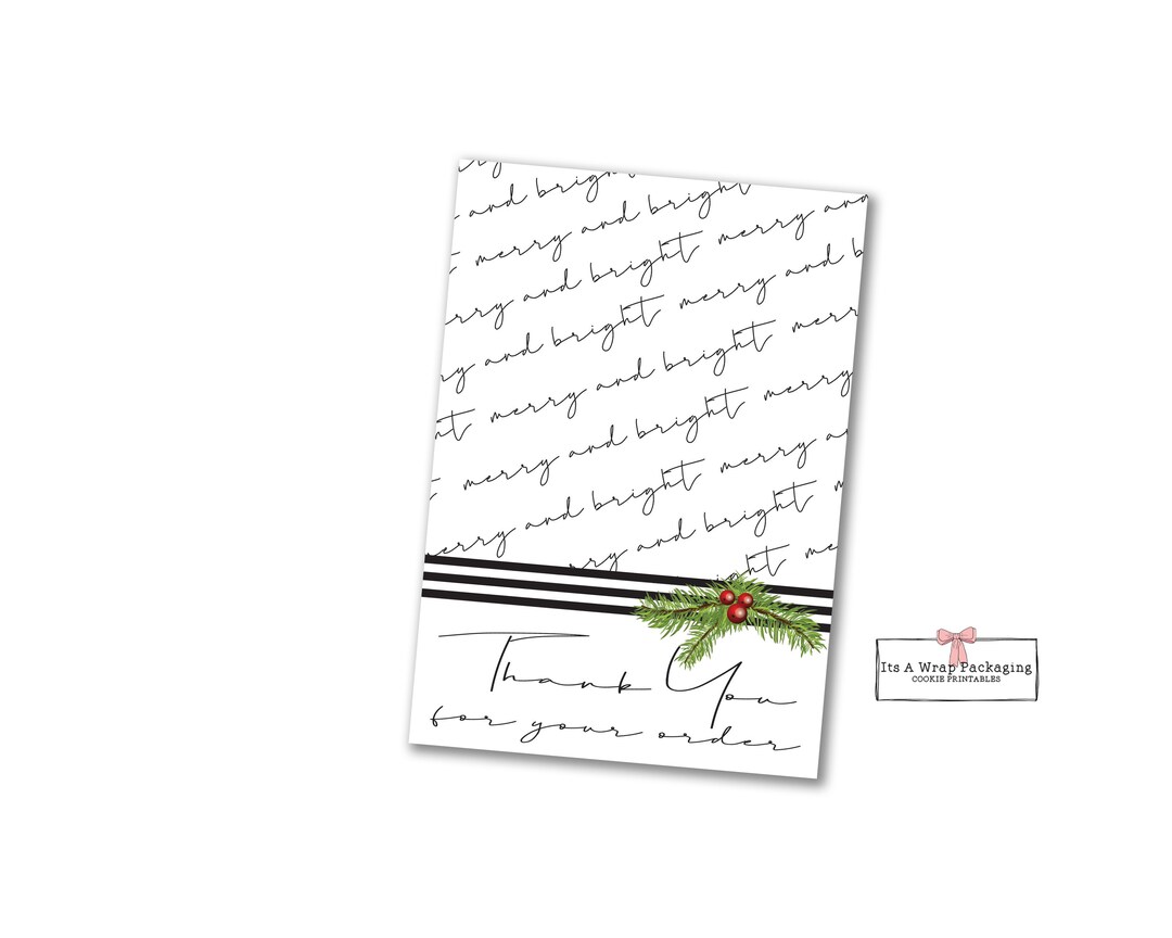 Christmas Thank You for Your Order Printable Mini Cookie Card 3.5 X 5 ...