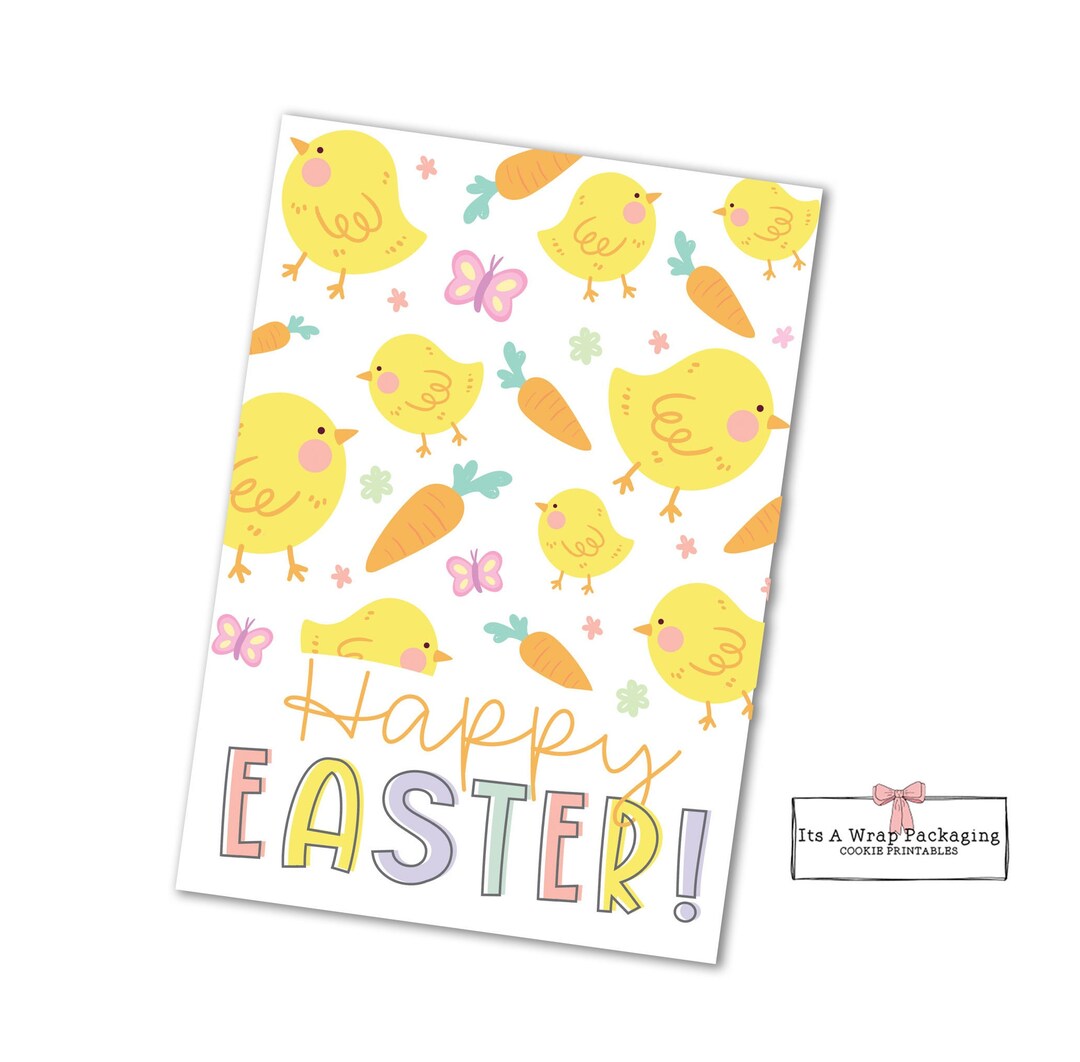 Easter Printable Cookie Card 3.5" X 5" -happy Easter Cookie Card ...