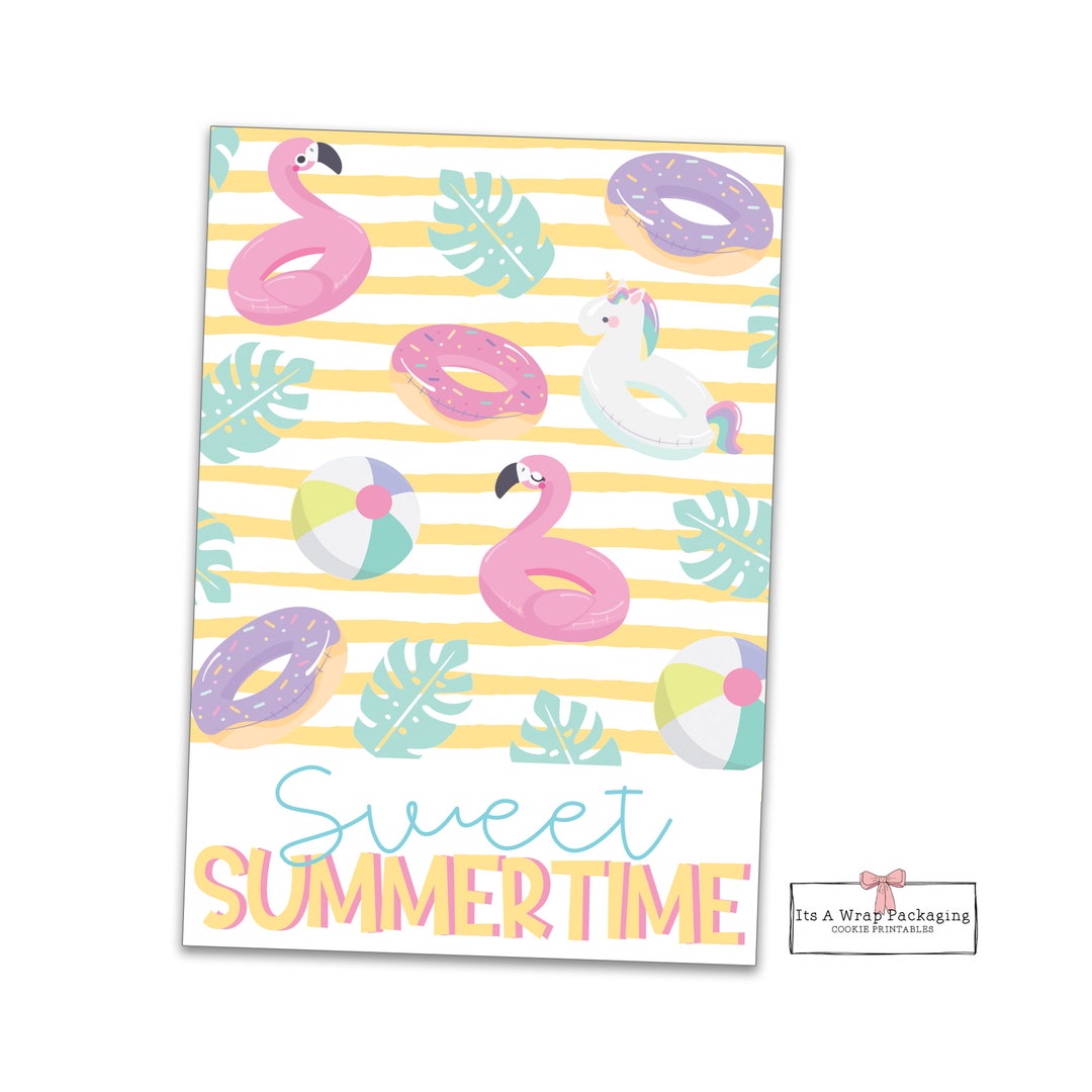 Sweet Summertime-printable Mini Cookie Card 3.5" X 5" Pool, Beach ...