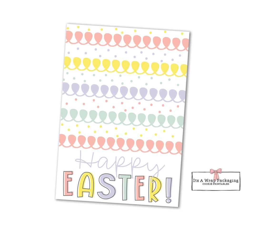 Easter Printable Cookie Card 3.5" X 5" -happy Easter Cookie Card ...