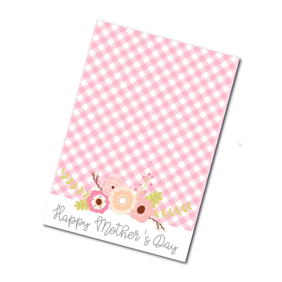 Printable Mini Cookie Card-3.5" X 5" Happy Mother's Day Gingham and ...