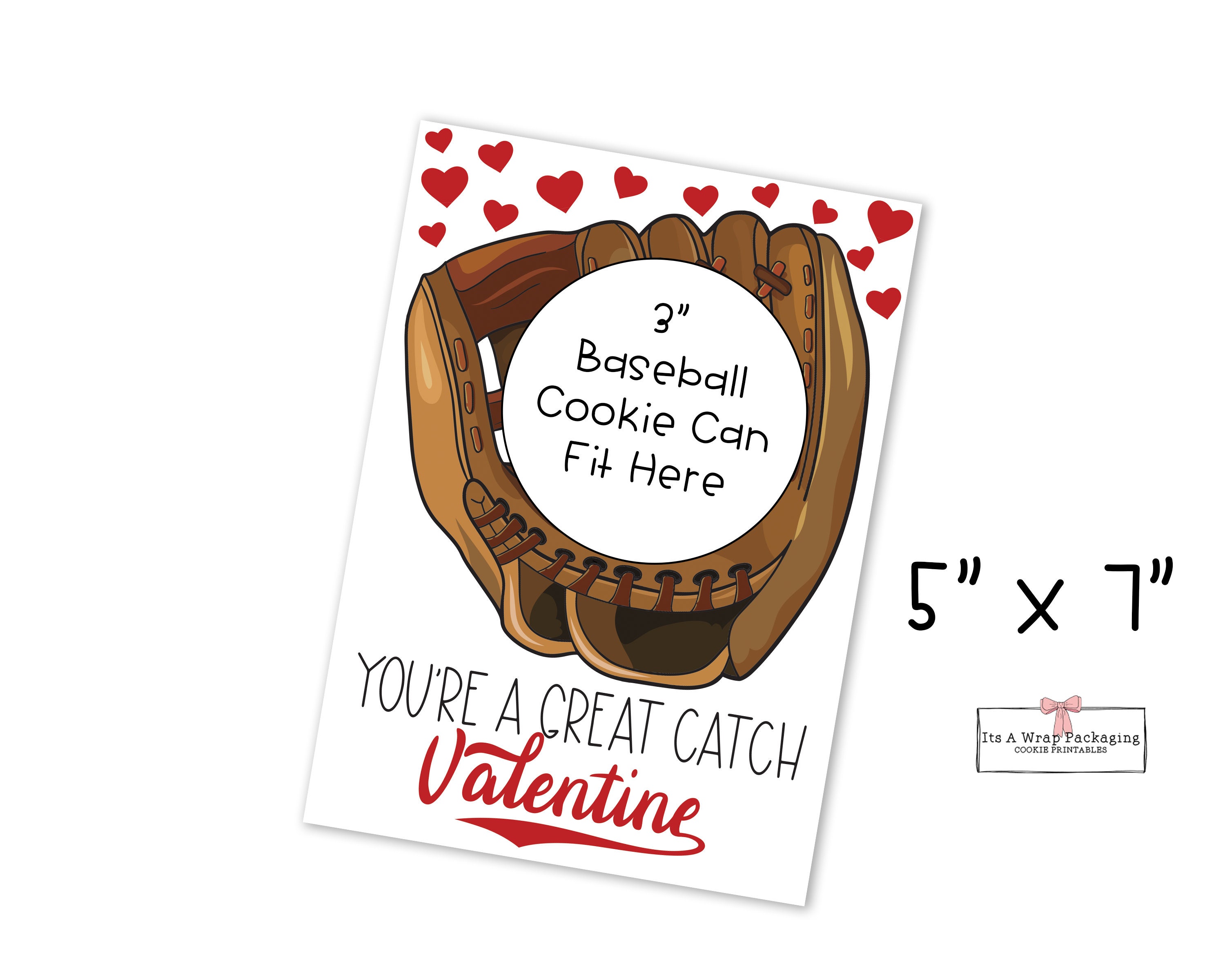 Valentines Printable Cookie Card 5" X 7" - You're a Great Catch ...