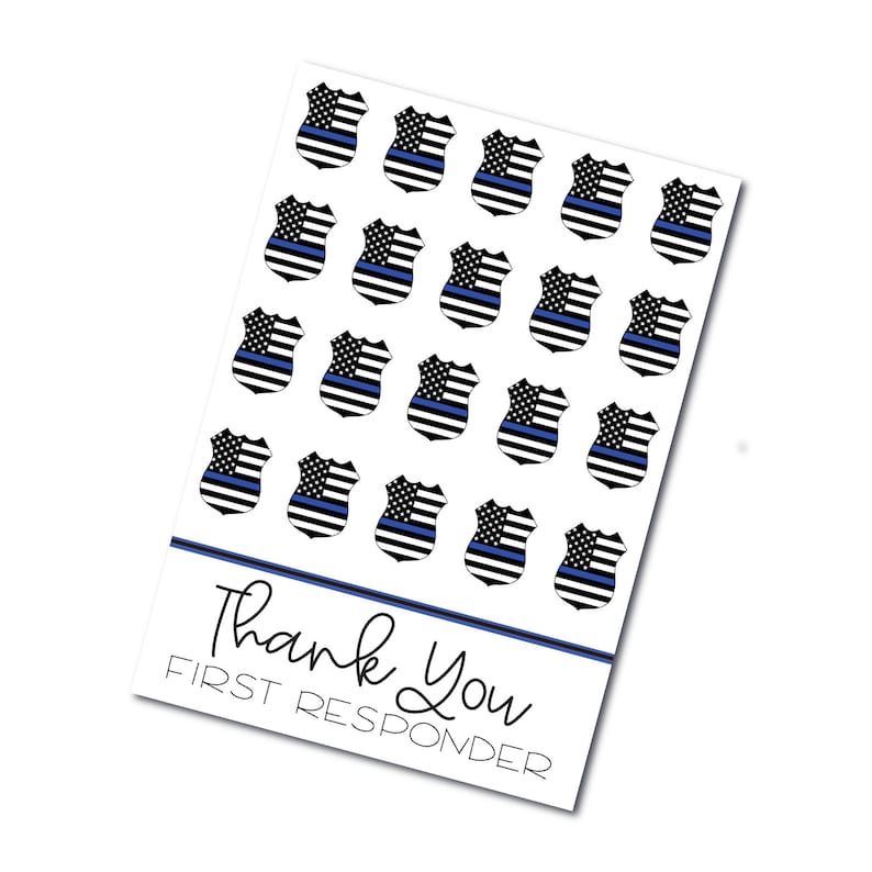 Thank You First Responder Printable Mini Cookie Cards | Etsy