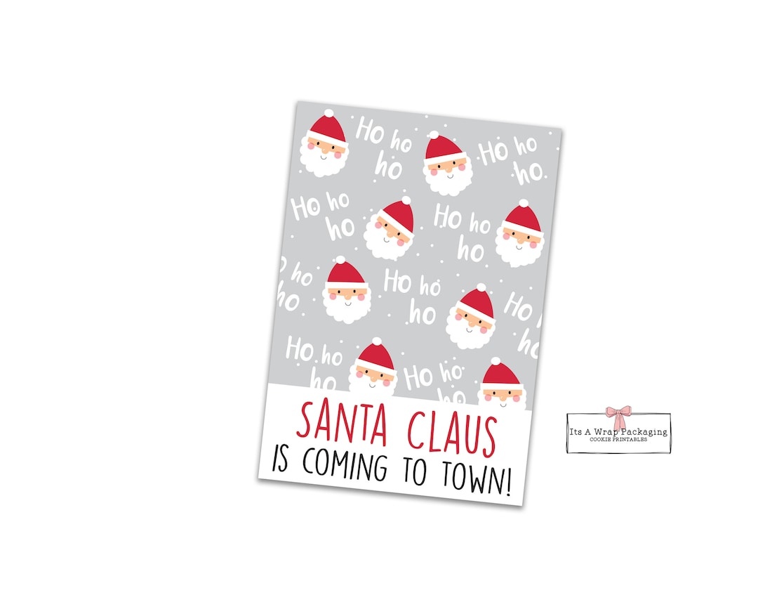 Santa Cookie Printable Mini Cookie Card 3.5" X 5" - Christmas Cookie ...