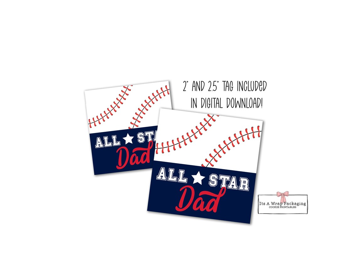 Father's Day Printable Square 2" and 2.5", All Star Dad, Baseball ...