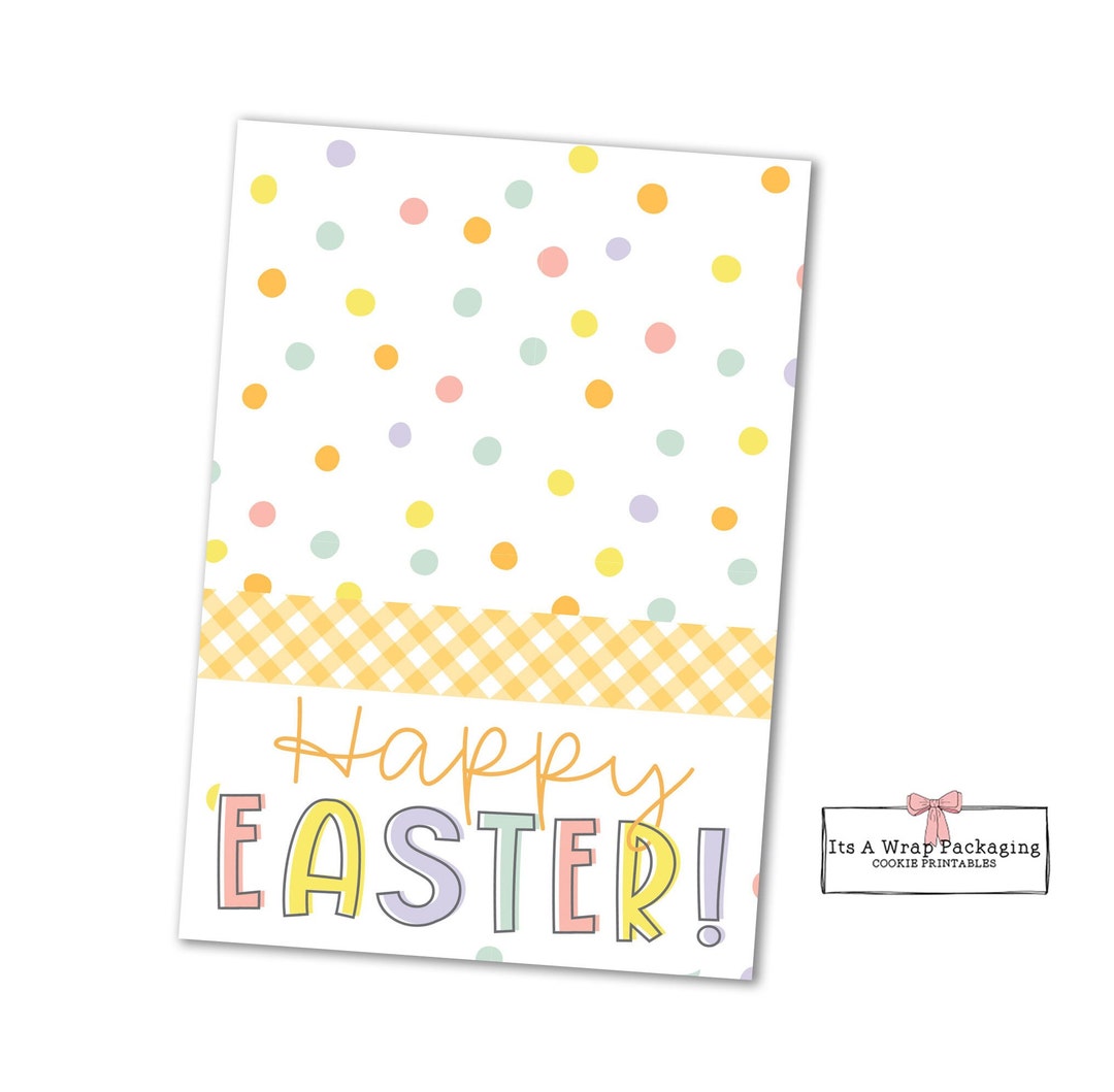 Easter Printable Cookie Card 3.5" X 5" -happy Easter Cookie Card ...