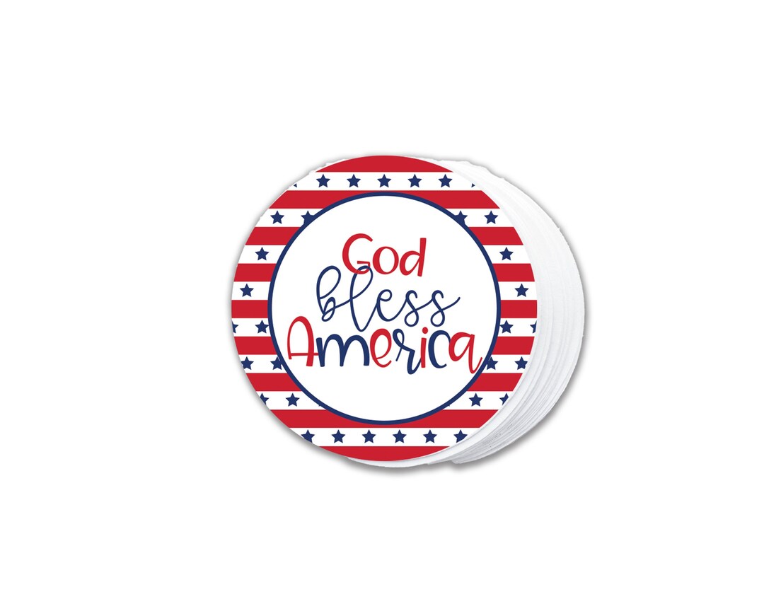 God Bless America Printable Cookie Tag -2" Circle-memorial Day, 4th of ...