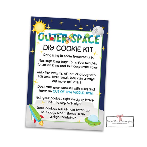 Outer Space DIY Cookie Kit Card-printable 3.5 X | Etsy
