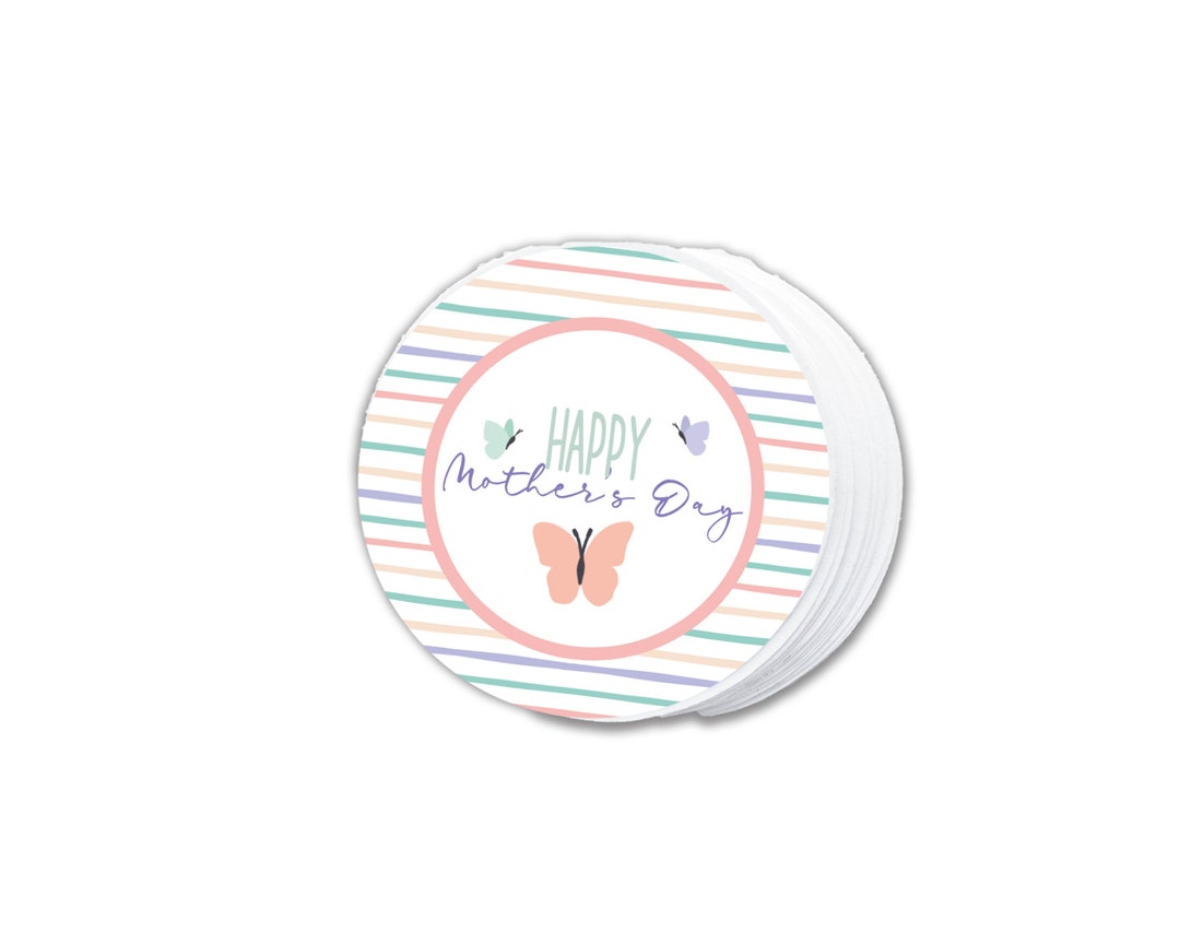 Mother's Day Butterfly Printable Cookie Tag -2" Circle - Etsy