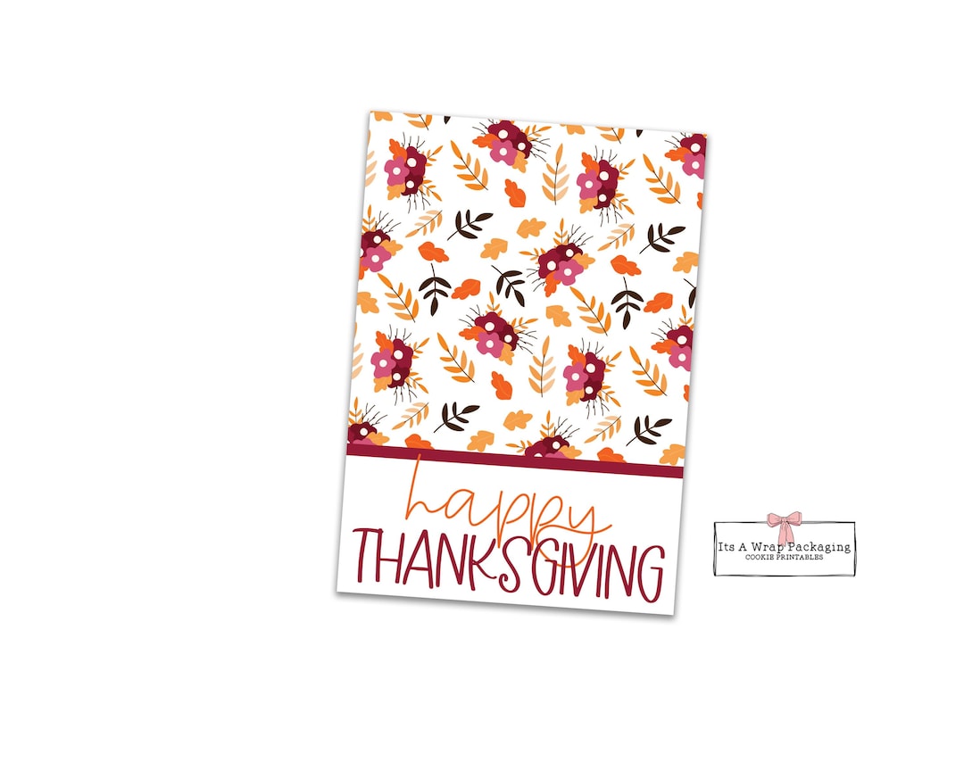Happy Thanksgiving Printable Mini Cookie Card 3.5" X 5", Cookie ...