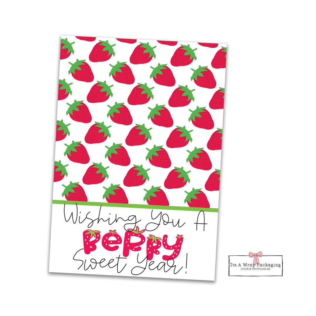 Wishing You a Berry Sweet Year Printable Mini Cookie Card 3.5" X 5 ...