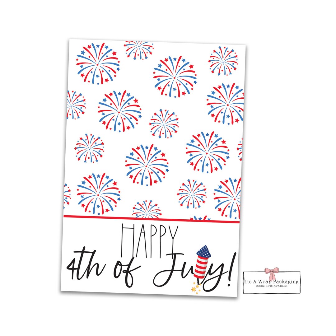 4th of July Printable Mini Cookie Cards- 3.5" X 5"- Patriotic, USA ...