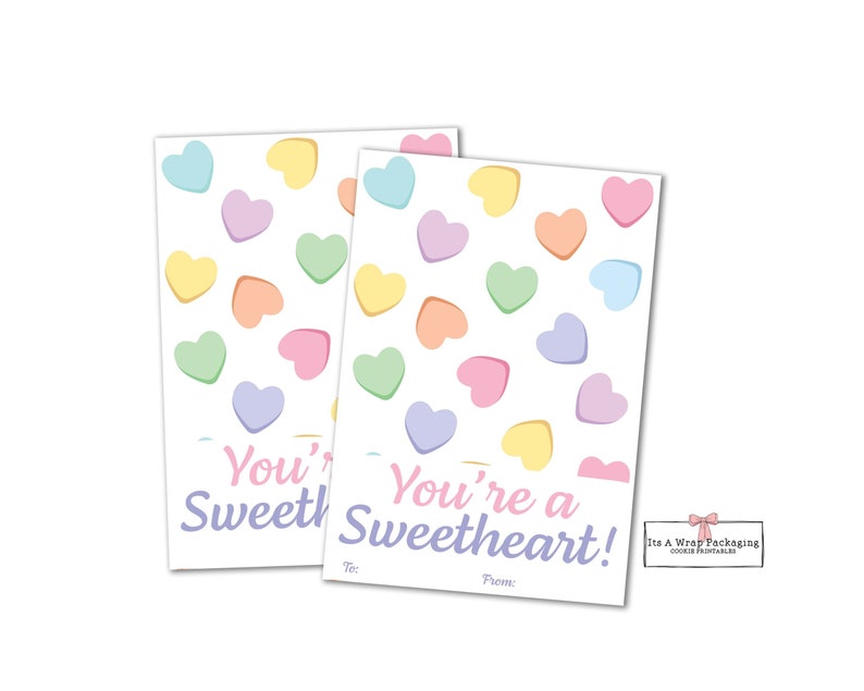 Valentines Printable Mini Cookie Card 3.5" X 5" - You're a Sweetheart ...
