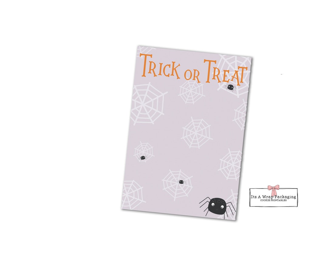 Happy Halloween Printable Mini Cookie Card 3.5" X 5" - Fall, Spider ...