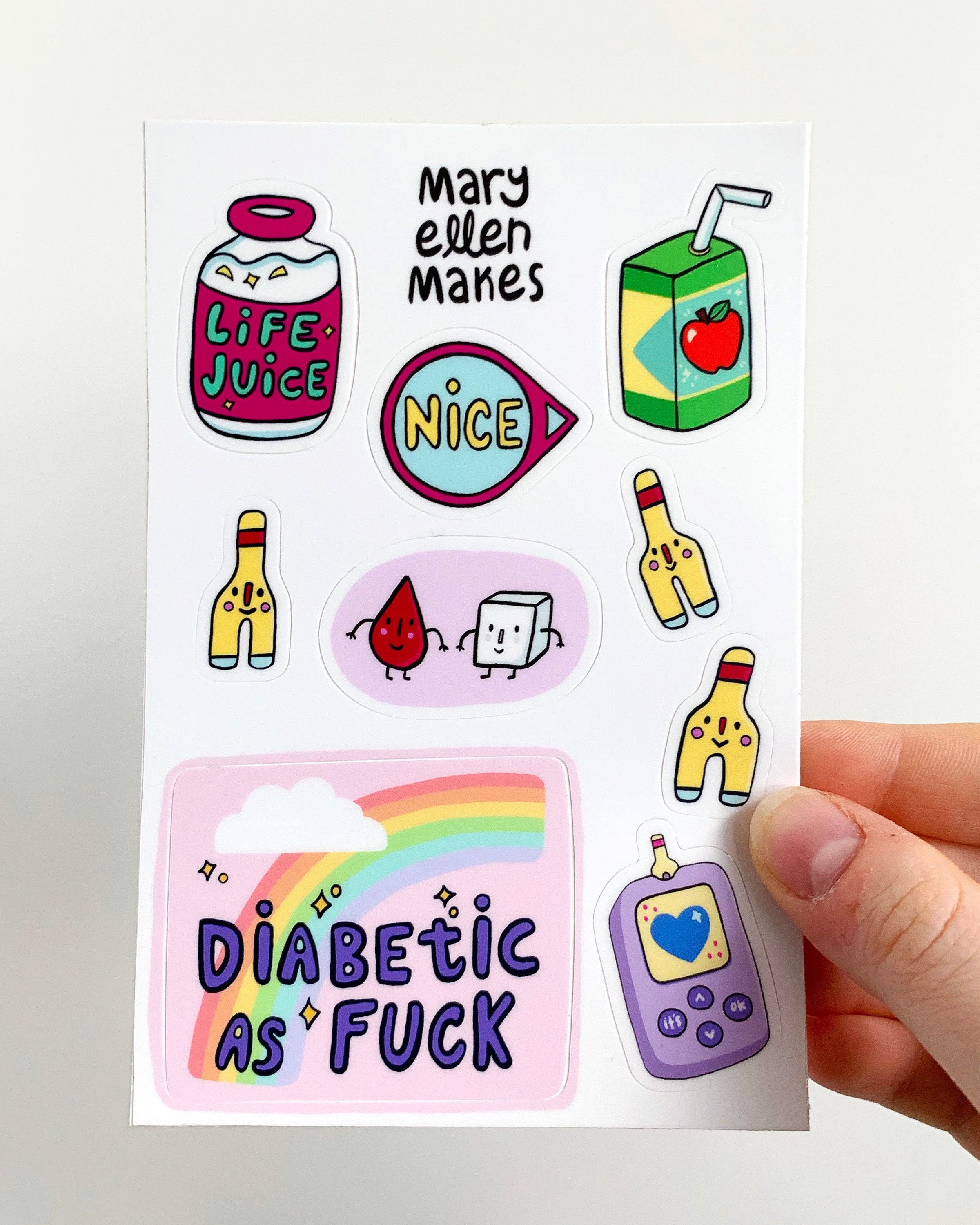 Type 1 Diabetes Sticker Sheet Waterproof Stickers Diabetic | Etsy