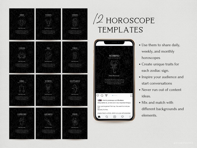 Witchy Instagram Templates: Astrology, Tarot, Zodiac (canva) - Etsy