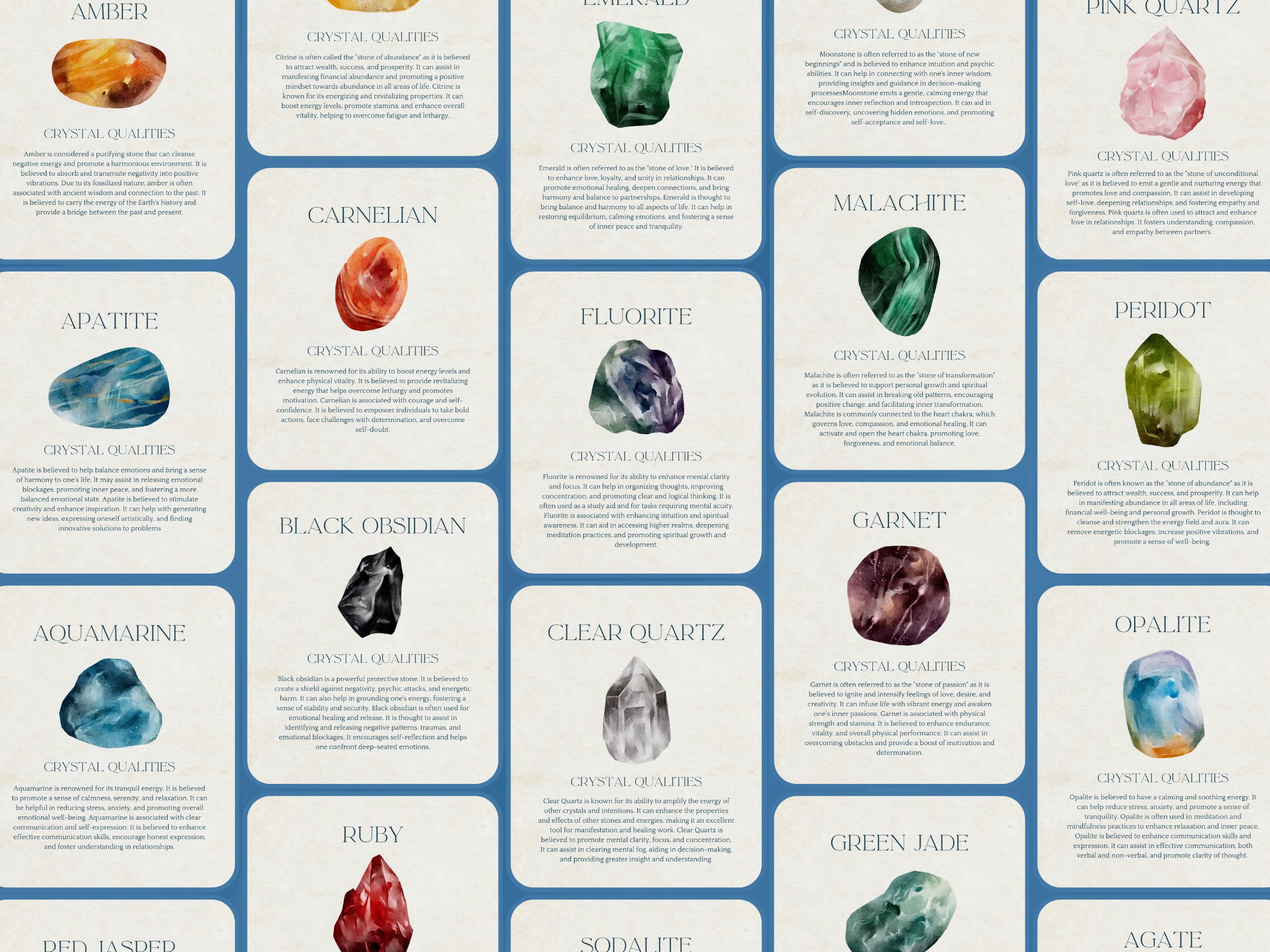 Crystal Template Crystal Meanings Spiritual Instagram - Etsy