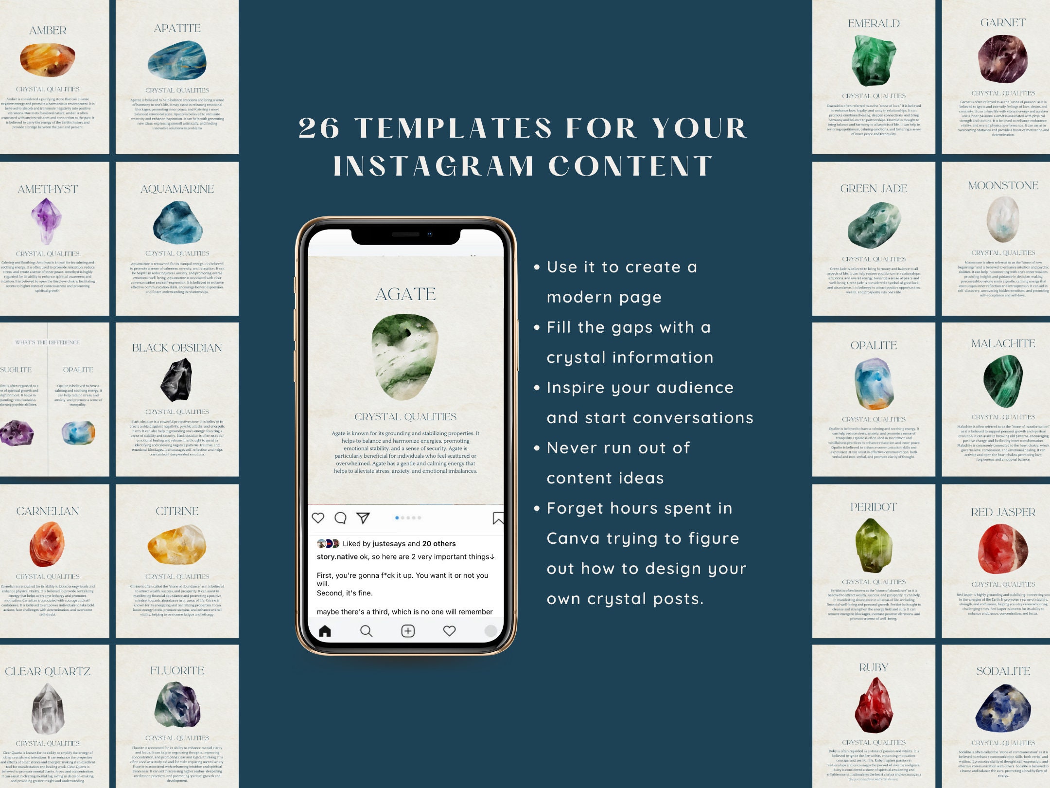 Crystal Template Crystal Meanings Spiritual Instagram - Etsy