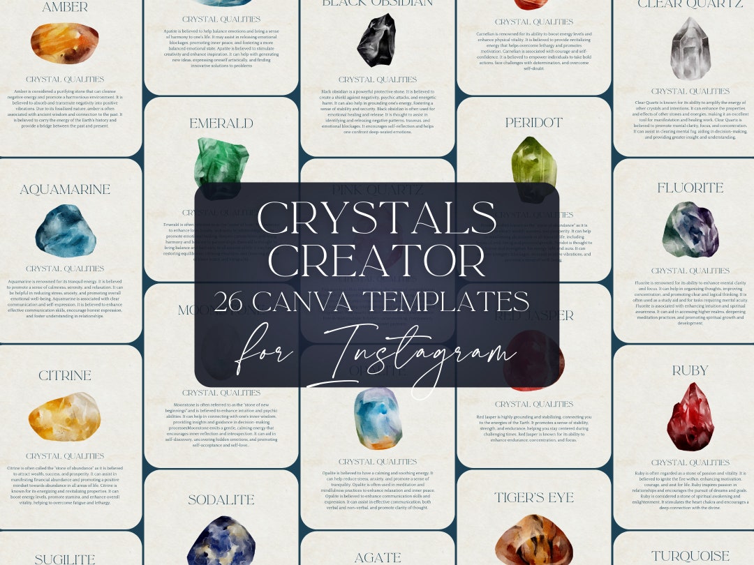 Crystal Template Crystal Meanings Spiritual Instagram - Etsy