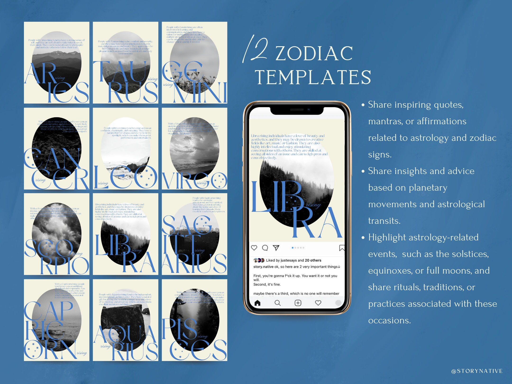 Astrology Templates Zodiac Templates Celestial Instagram - Etsy