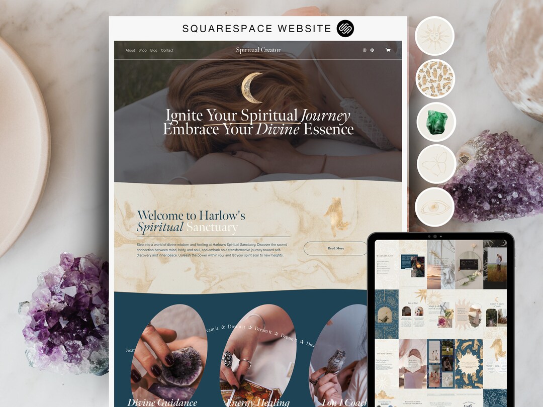 Spiritual Squarespace Website Template: Mystic Wellness Design - Etsy