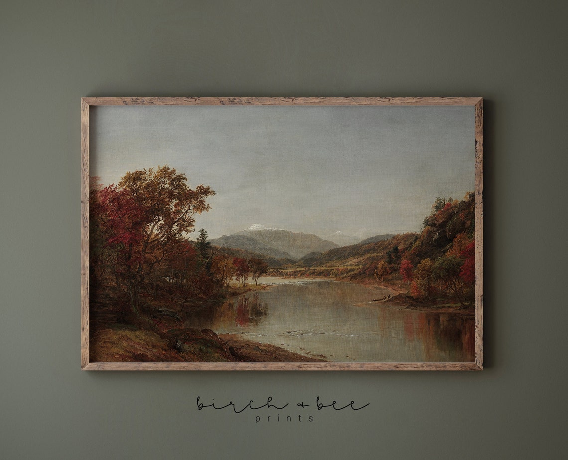 Vintage Moody Fall Landscape Painting Autumn Trees Art - Etsy