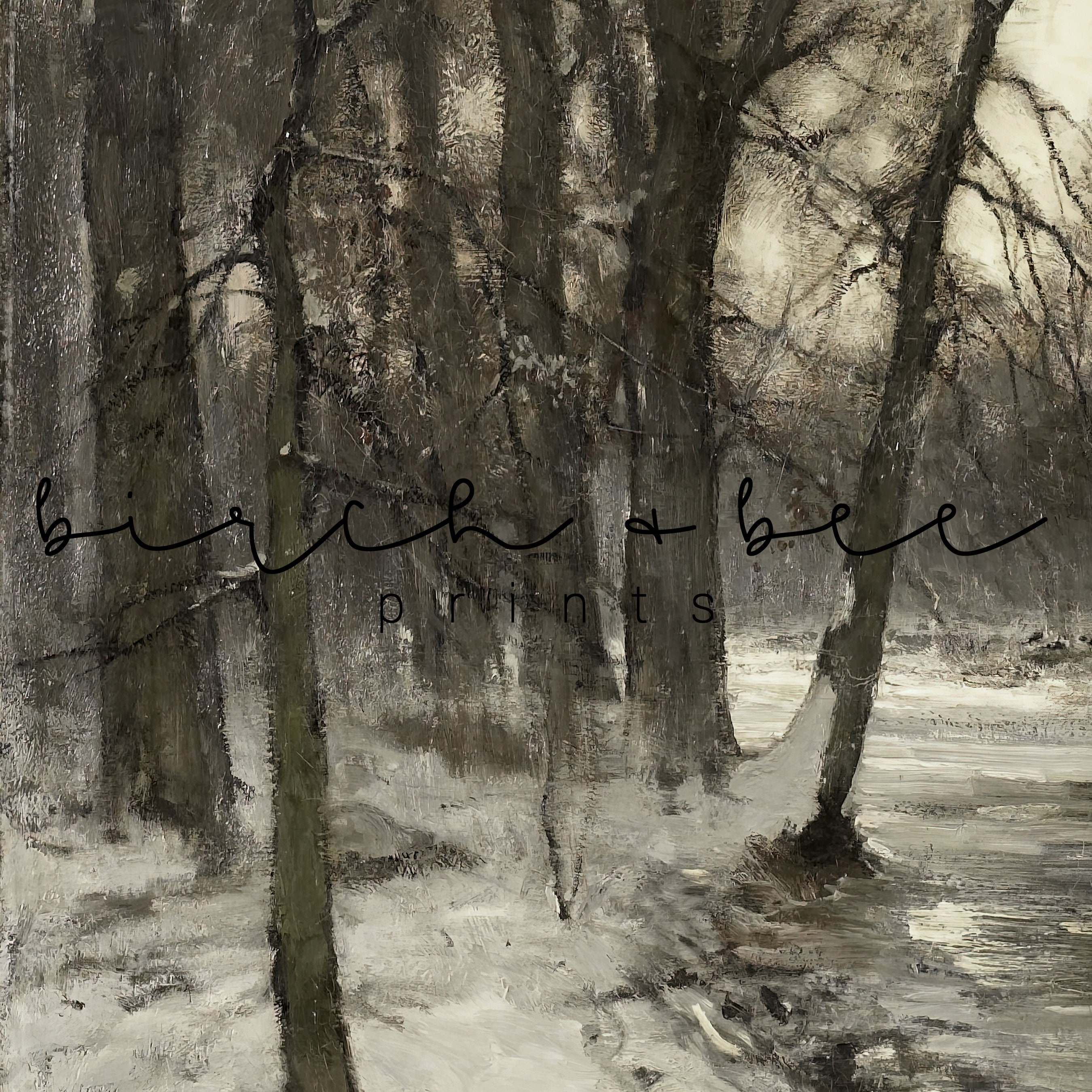 Moody Winter Landscape Print Snowy Scene Painting Vintage - Etsy