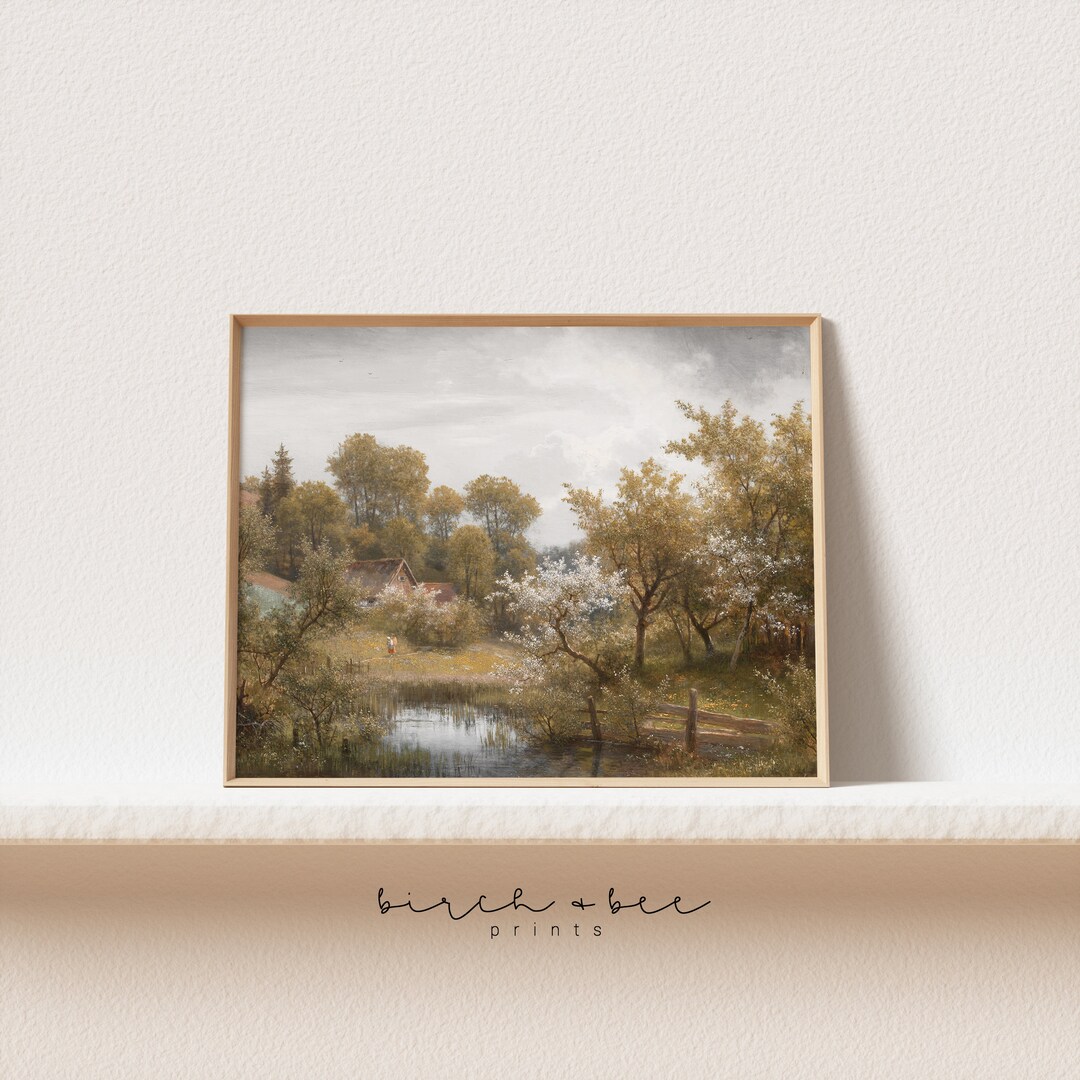 Vintage Country Landscape Print | Country Landscape Wall Art | Antique ...