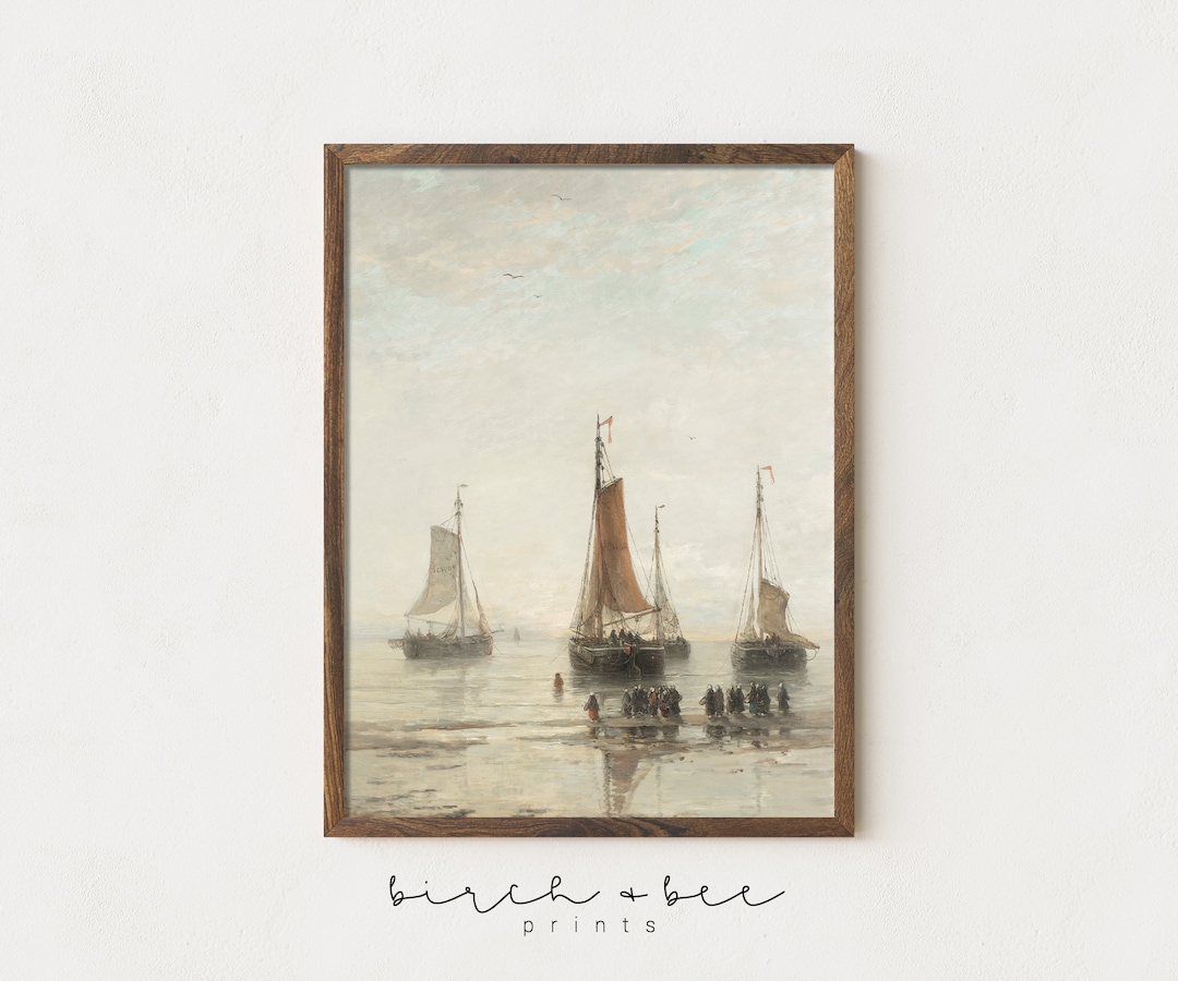 Vintage Segelboot-Meeresmalerei: Maritime Kunst aus den 1800er Jahren ...