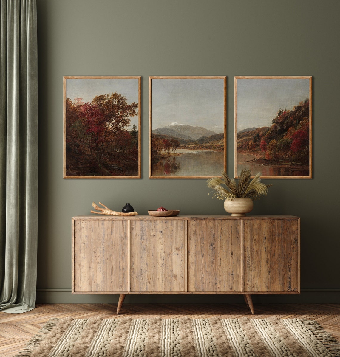 Fall Landscape Painting Set of 3 Vintage Autumn Art Prints - Etsy