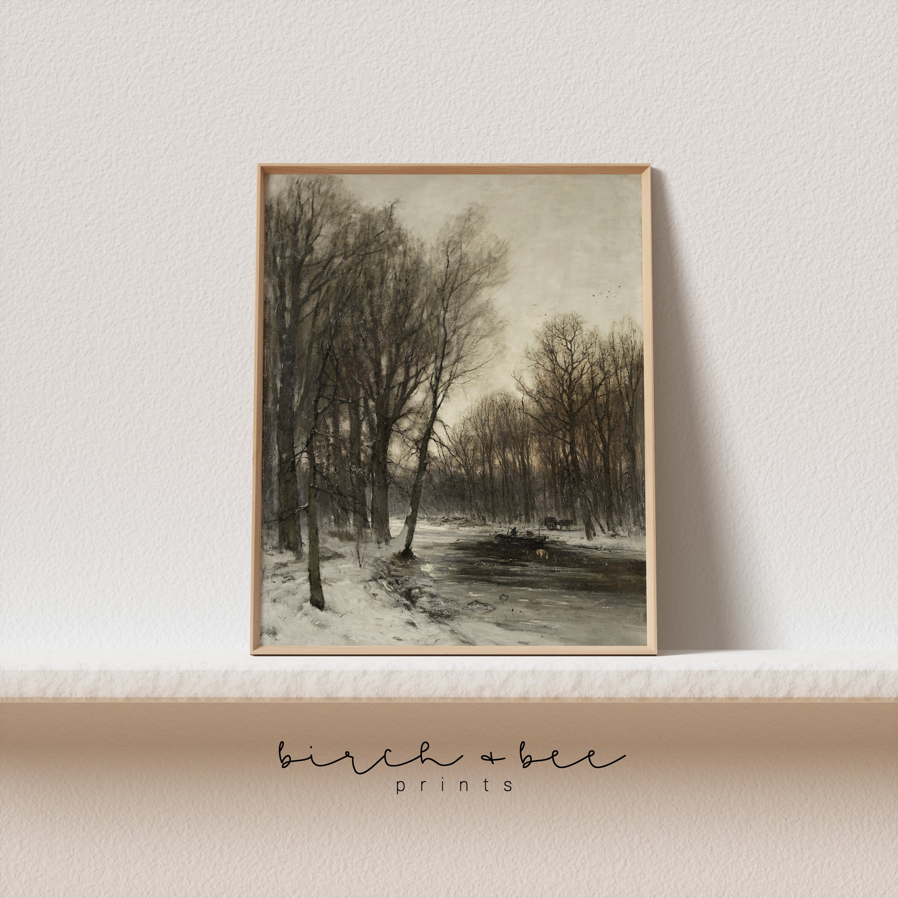 Moody Winter Landscape Print Snowy Scene Painting Vintage - Etsy