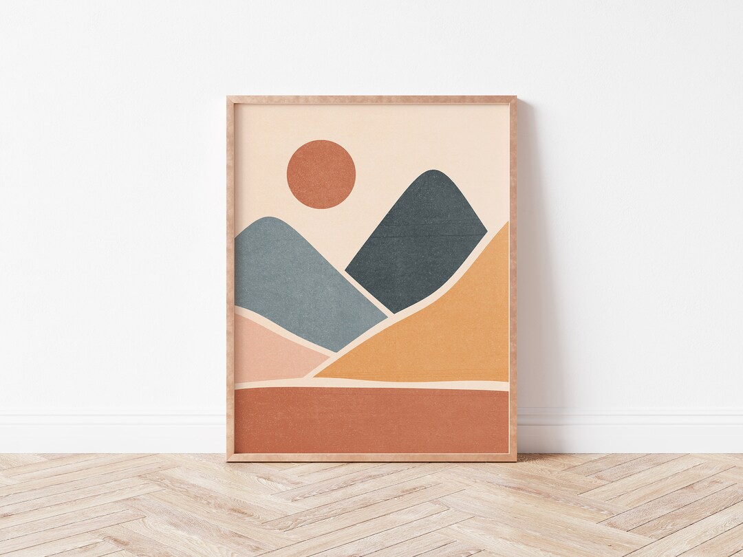 Neutral Abstract Mountainscape Print: Boho Kids Room Art (digital ...